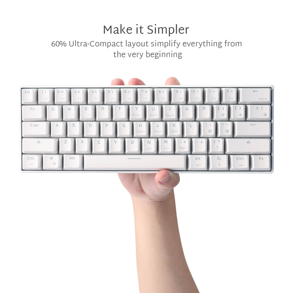 ROYAL KLUDGE RK61 61 Keys Wireless 60% Mechanical Gaming Keyboard White ...